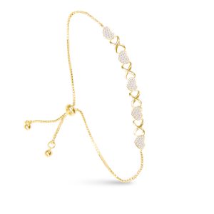 Five Pave Heart Pull-Cord Bracelet- Gold – Allie and Me Boutique