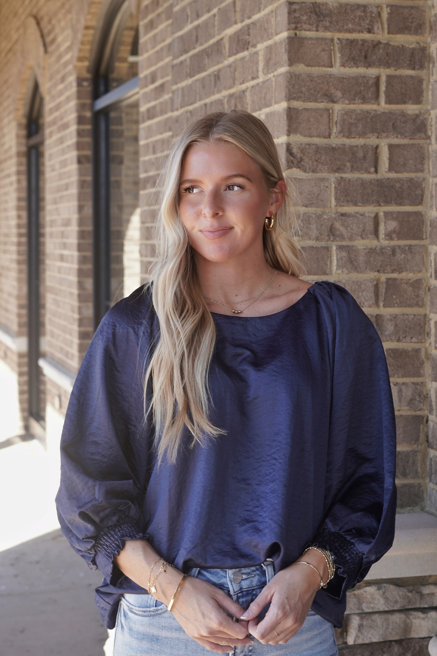 Maren Midnight Blue Blouse – Allie and Me Boutique