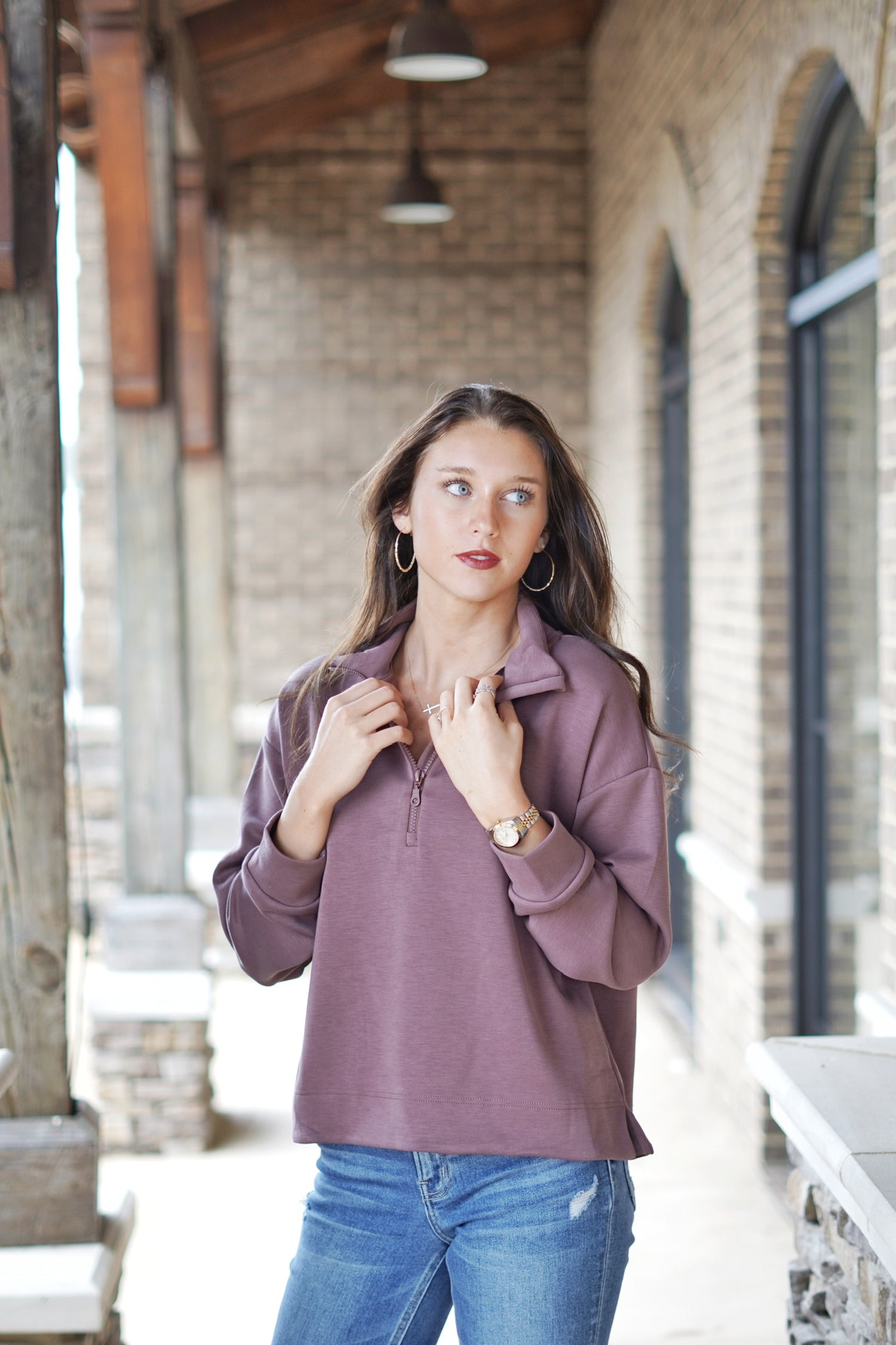 Saylor Scuba Half Zip Pullover – Allie and Me Boutique