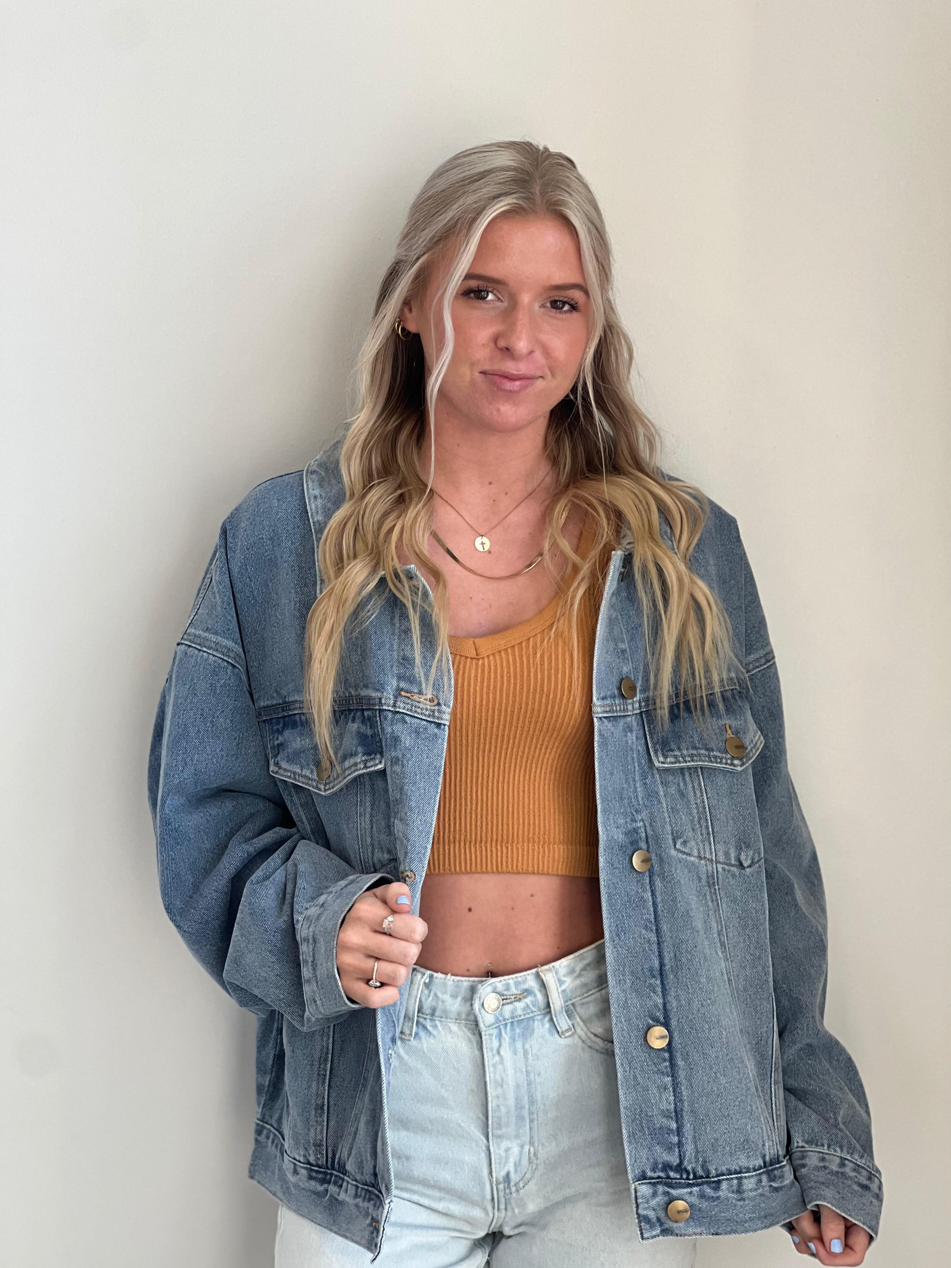 Haley Boxy-Cut Denim Jacket – Allie and Me Boutique